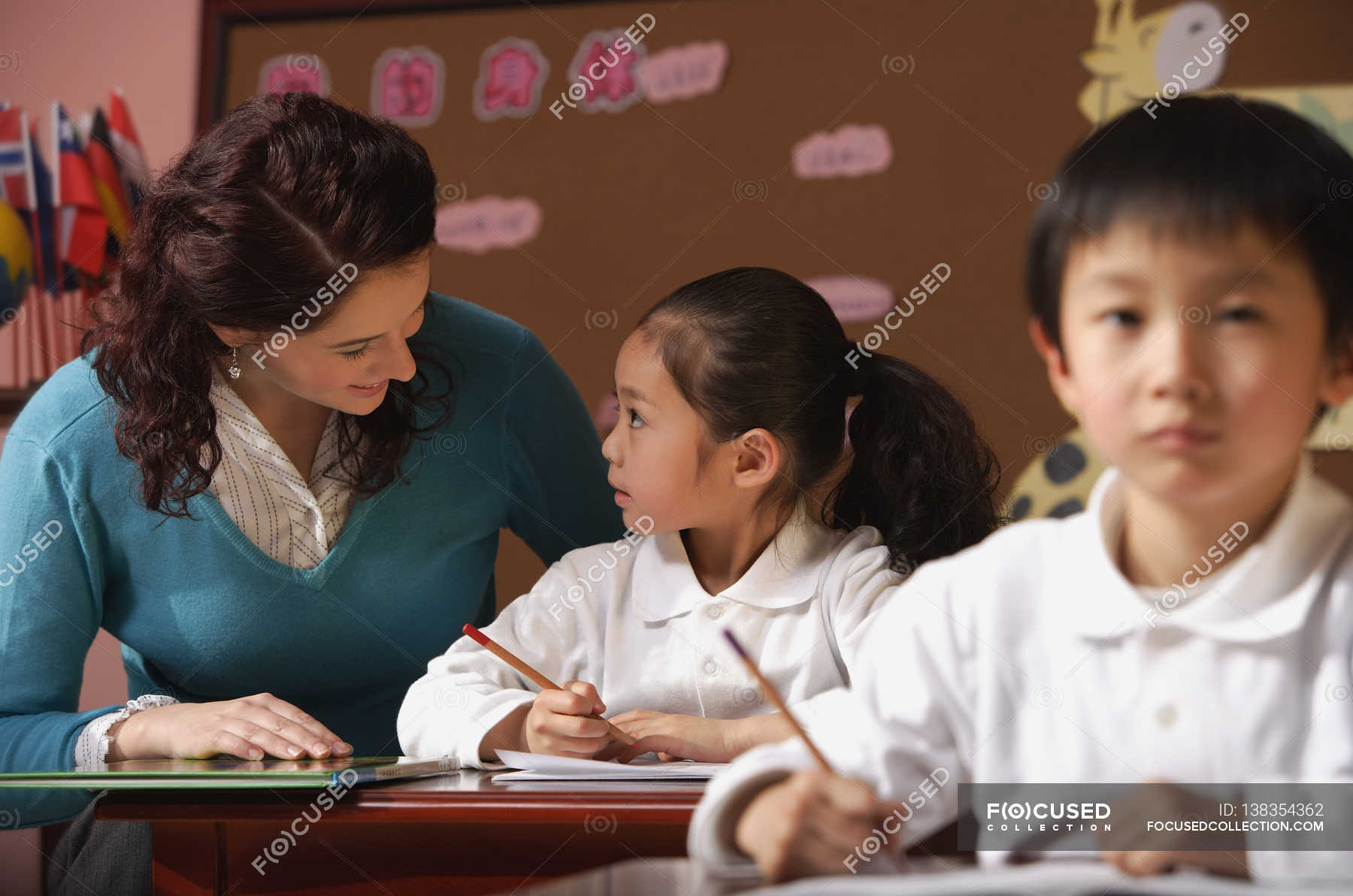 Students interacting with teacher — kids, Waist Up - Stock Photo ... Students interacting with teacher — kids, Waist Up - Stock Photo ...