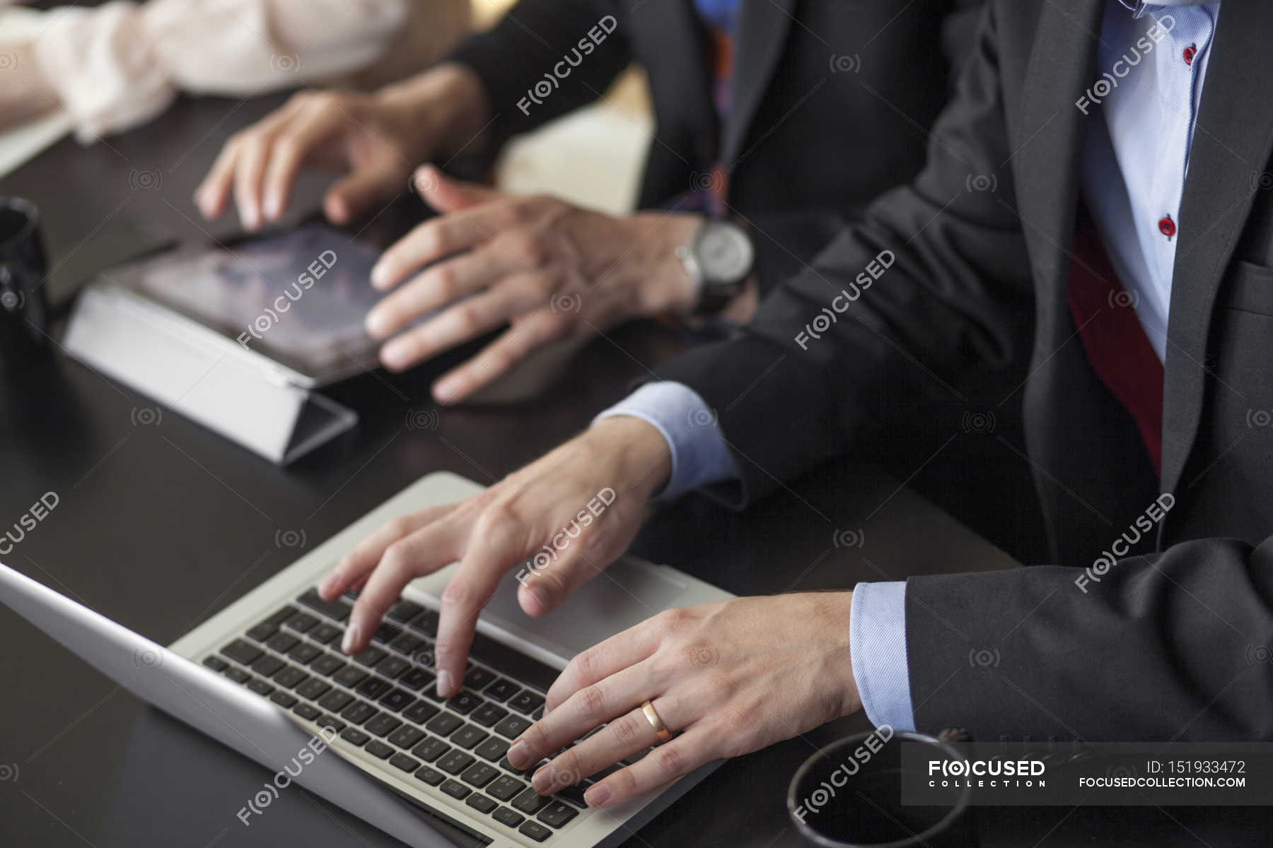 Business people using laptop — communication, young adult - Stock Photo ...