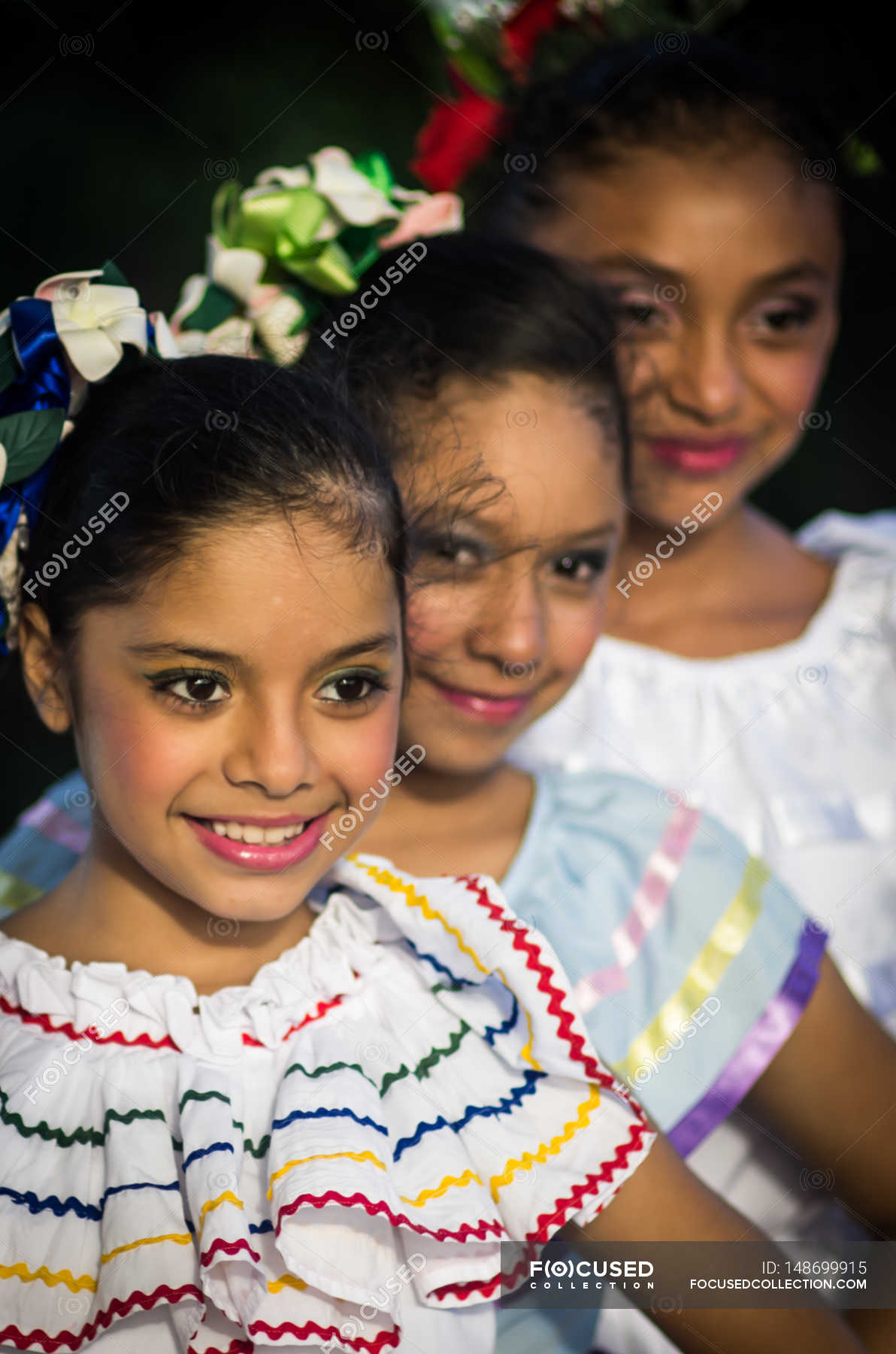 Women in traditional costumes — daytime, latin american - Stock Photo ...
