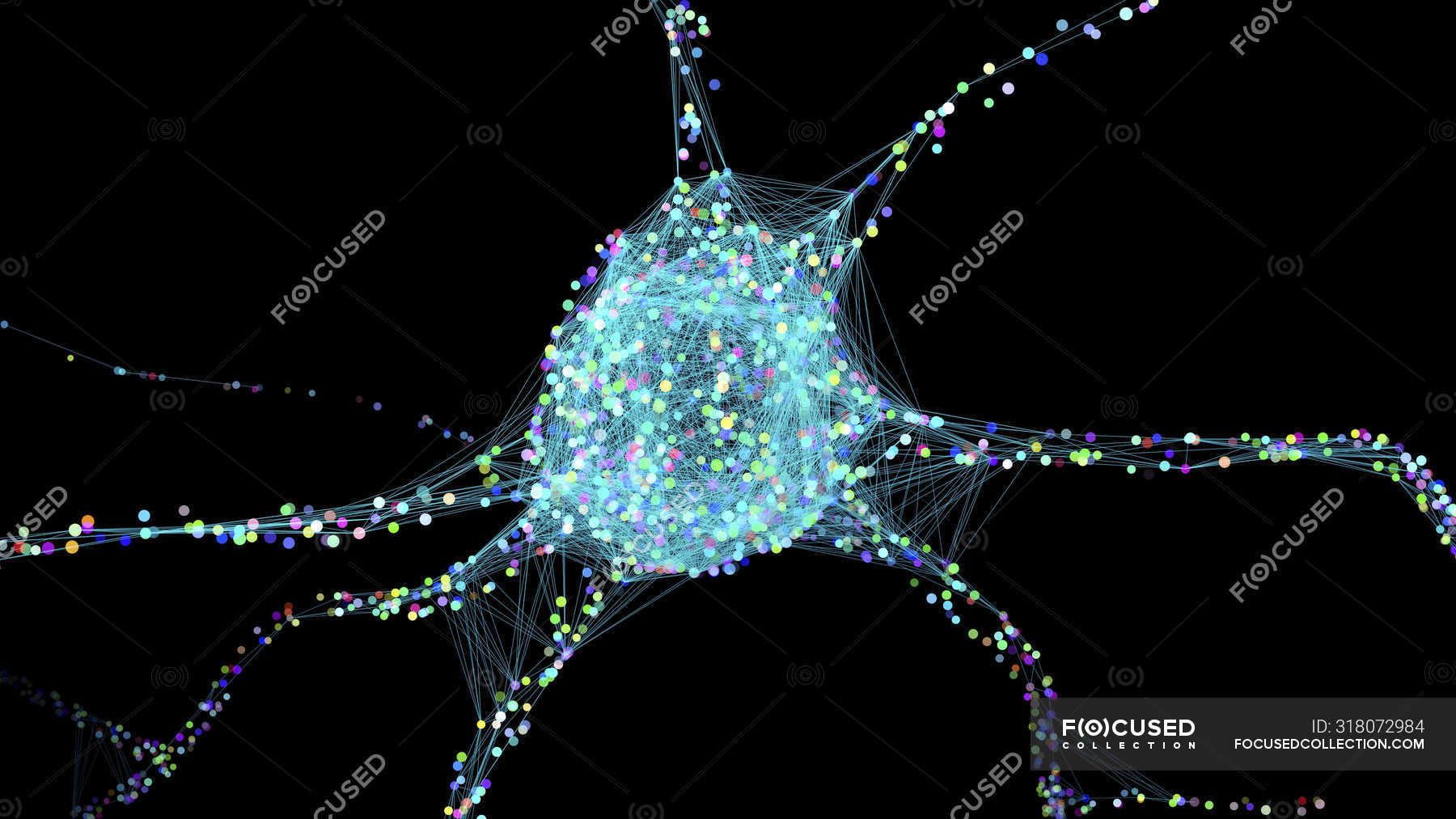 Artificial intelligence nerve cell, conceptual digital illustration ...