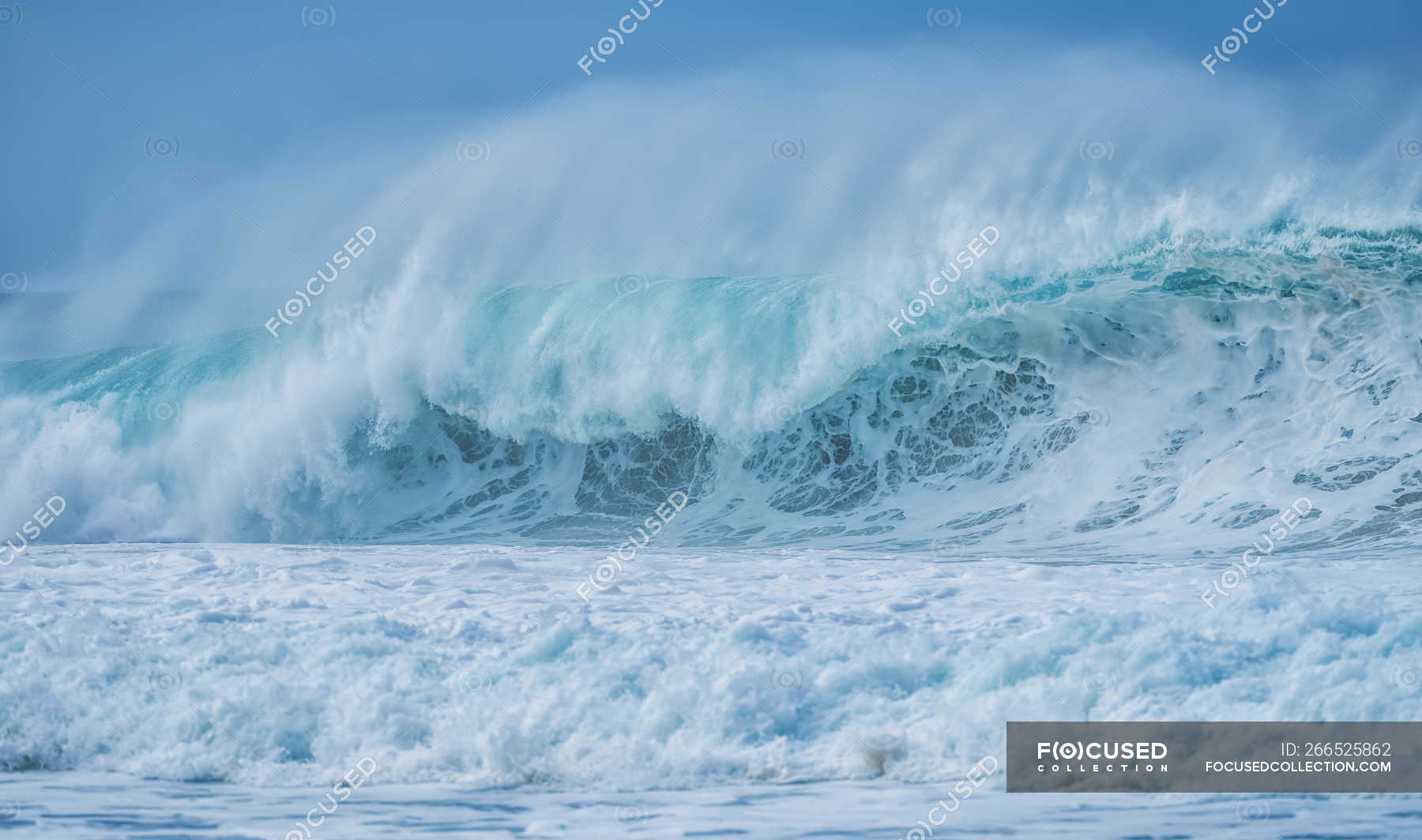 Huge waves in the ocean surrounding Oahu; Oahu, Hawaii, United States ...
