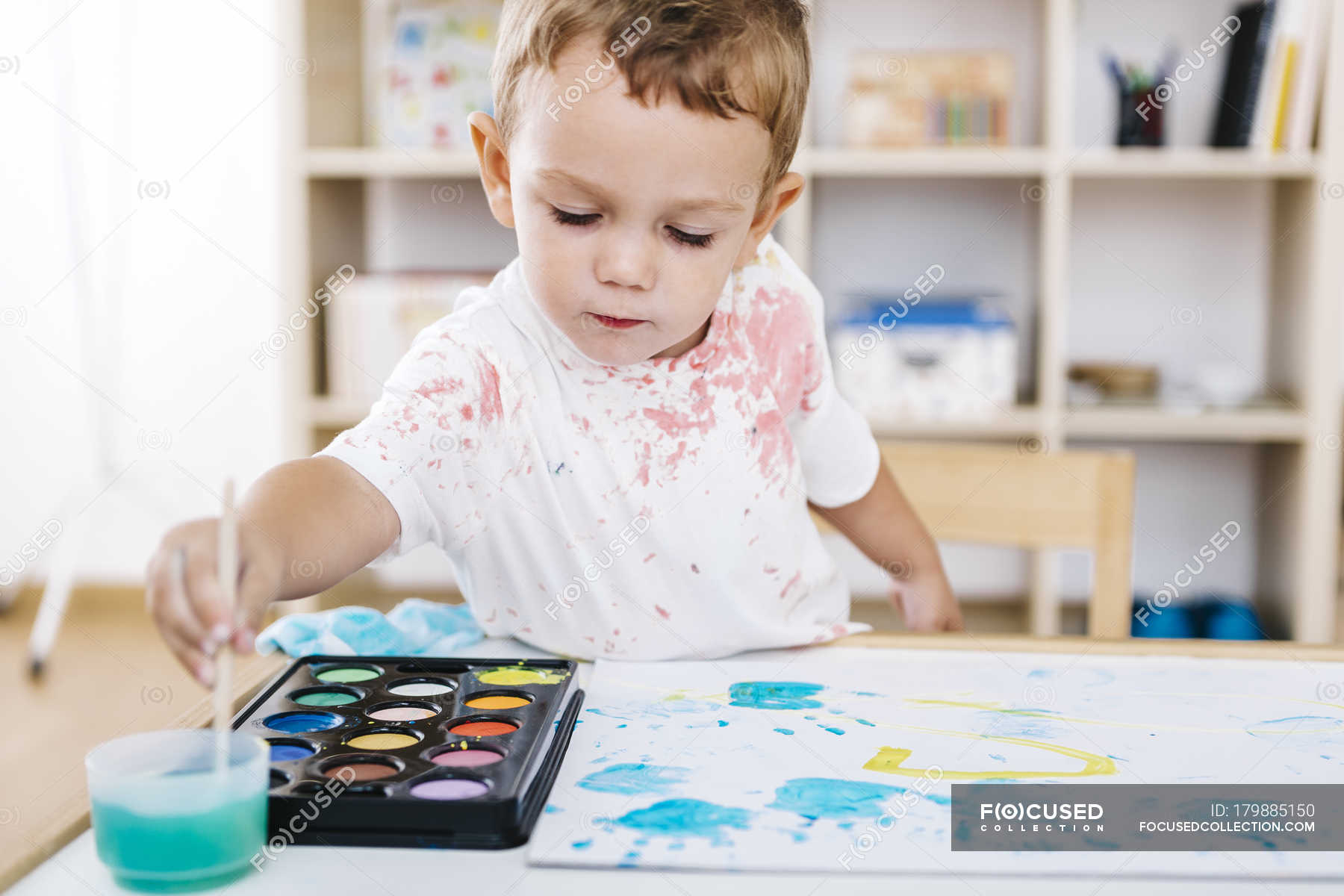 Portrait Of Little Boy Painting With Watercolours Imagination Cute portrait-of-little-boy-painting-with-watercolours-imagination-cute