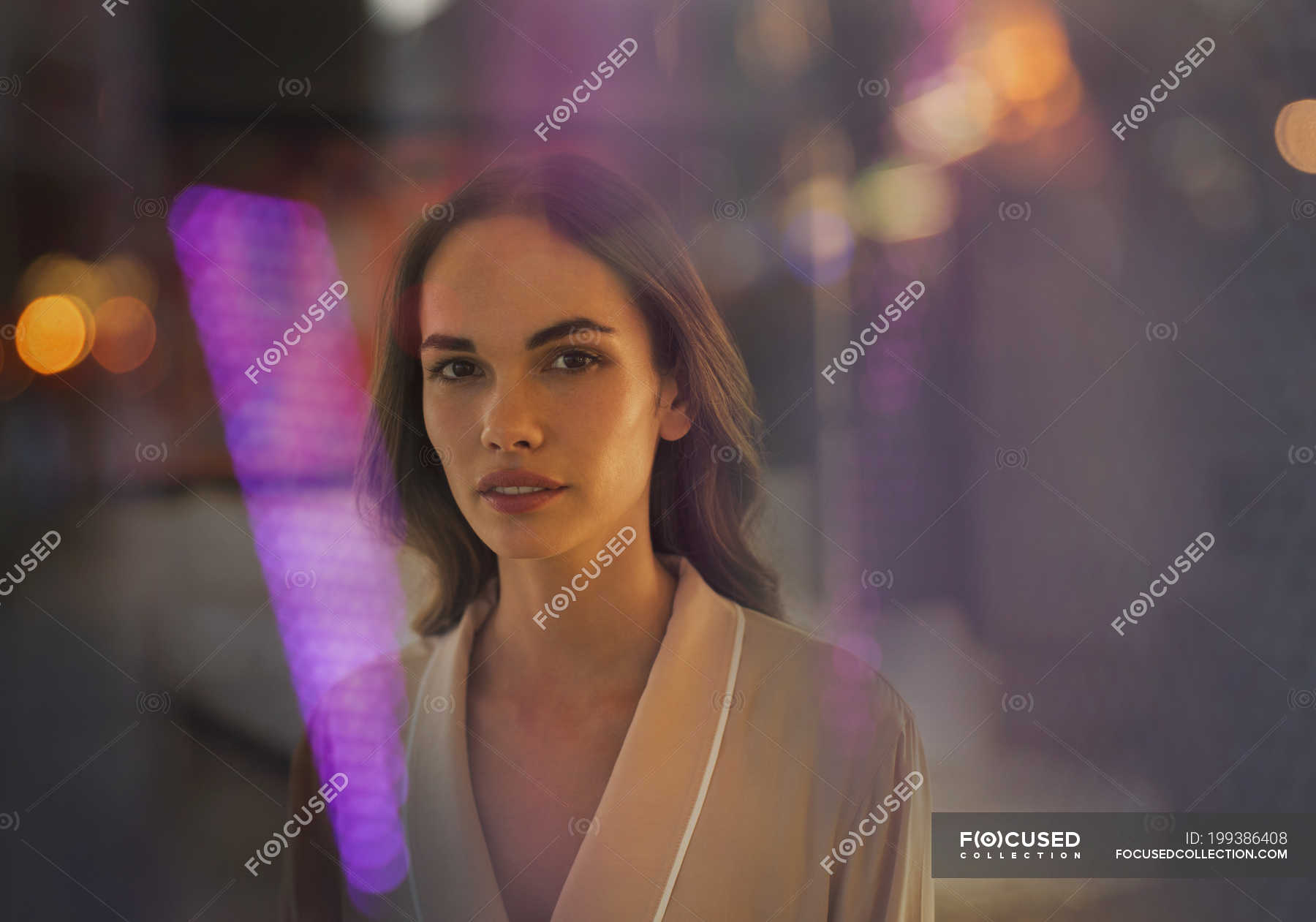 Portrait Beautiful Sensual Brunette Woman In Bathrobe — Femininity