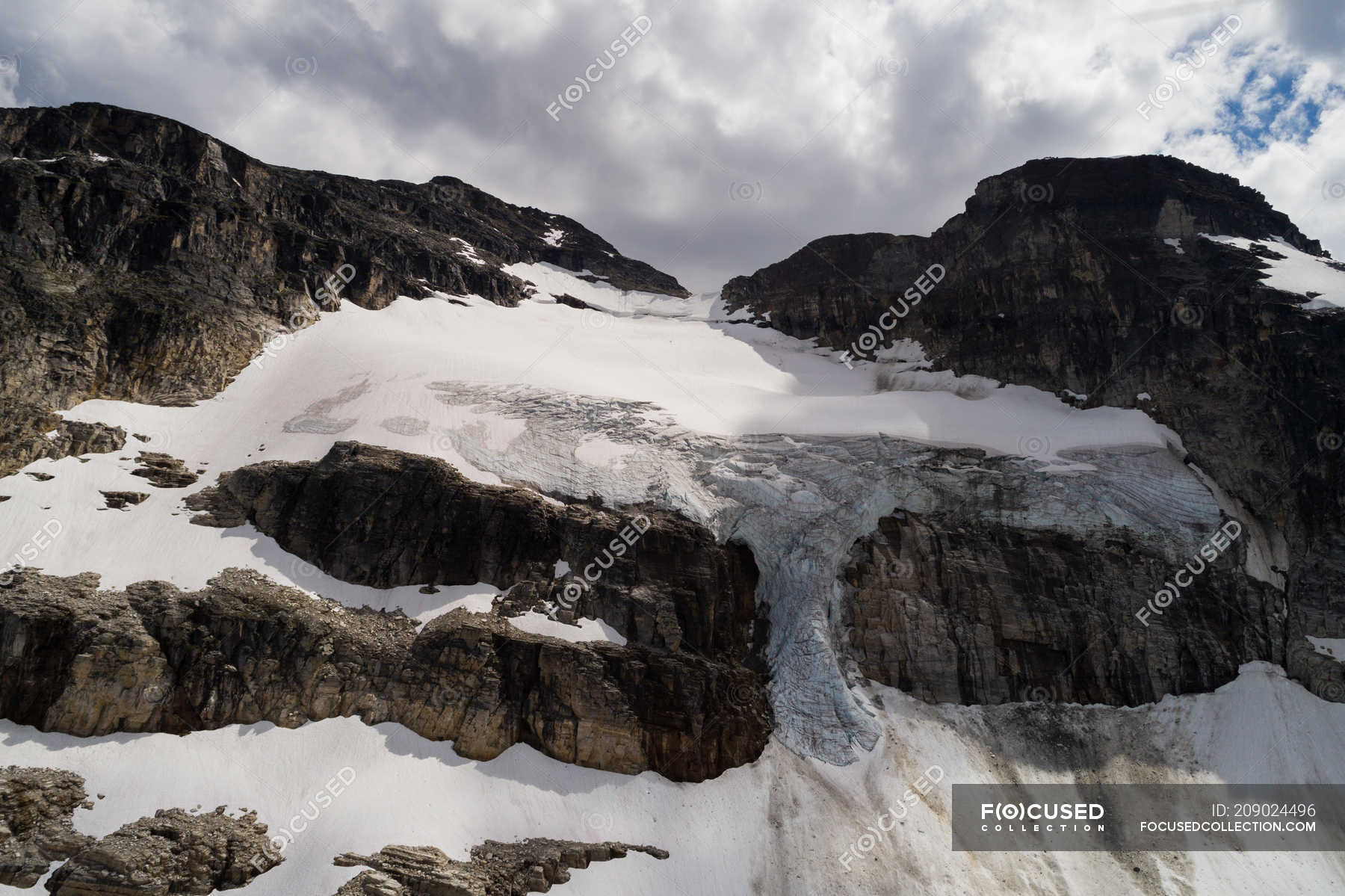 Glacier on the rocky mountain slope — freezing, landscape - Stock Photo ...