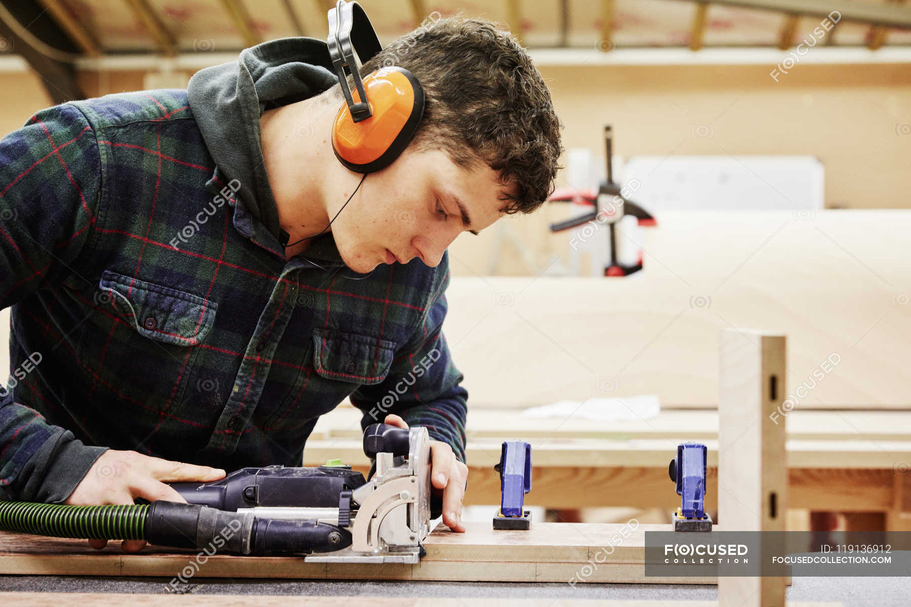 Young man using tools — furniture maker, work tool - Stock Photo ...