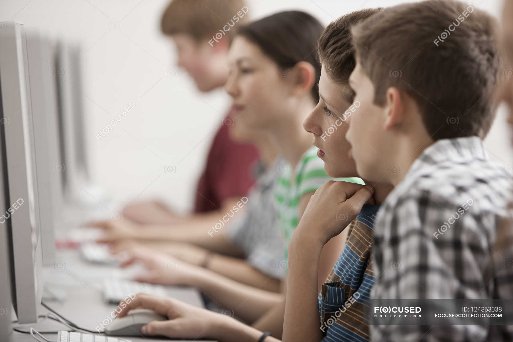 Students in a computer class — working, friendship - Stock Photo ...