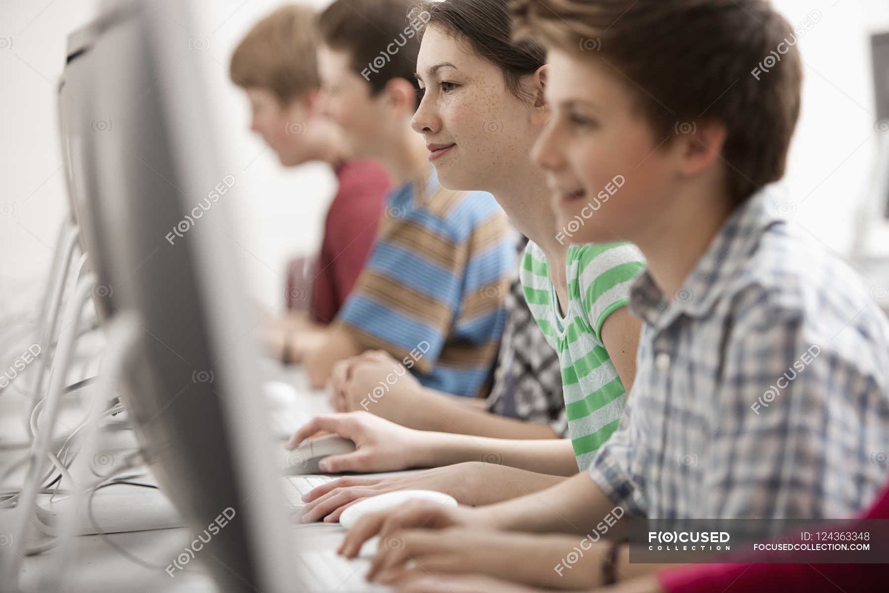 Students in a computer class — focus, Colour Image - Stock Photo ...