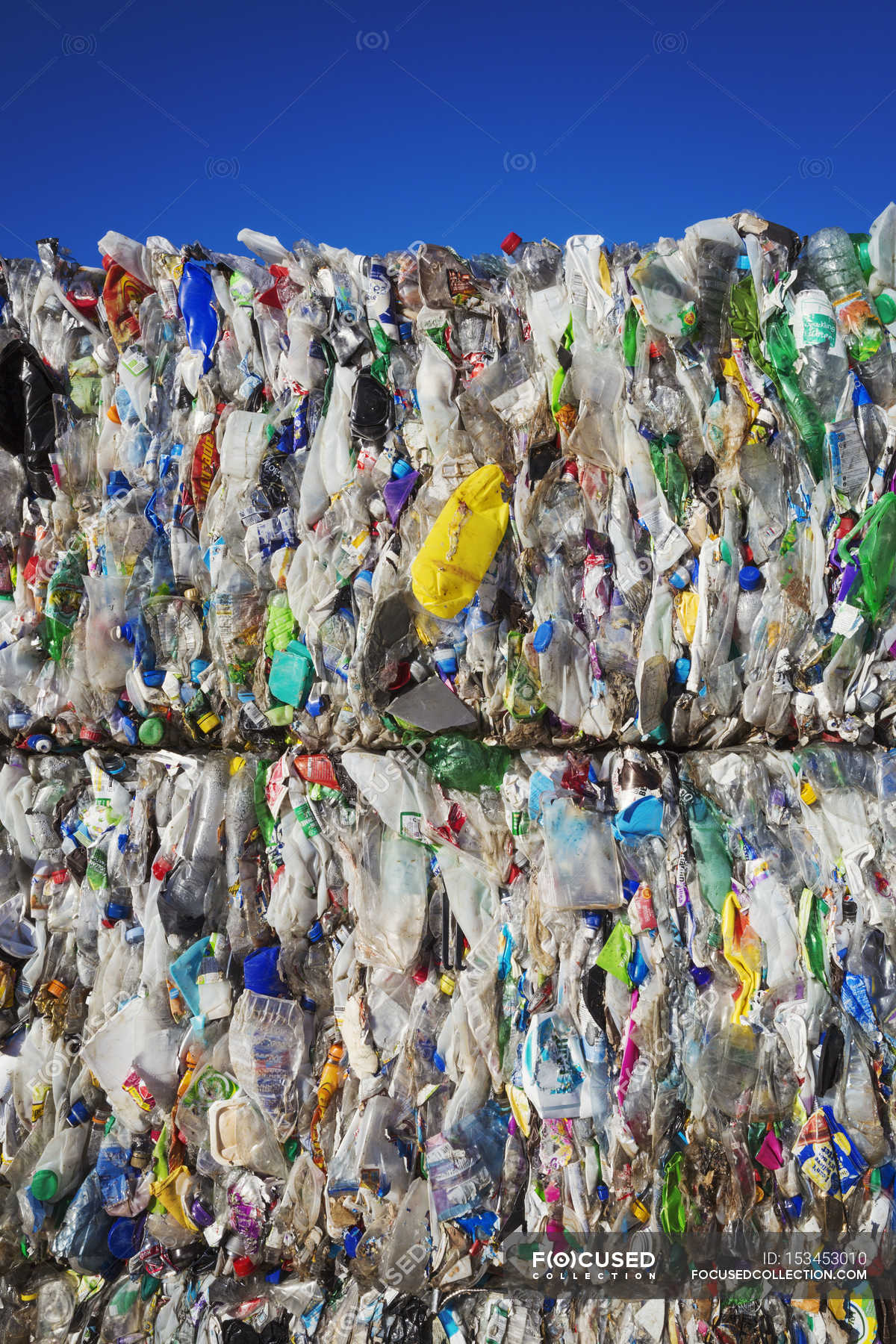 Bundles of plastic bottles — background, recycling centre - Stock Photo ...
