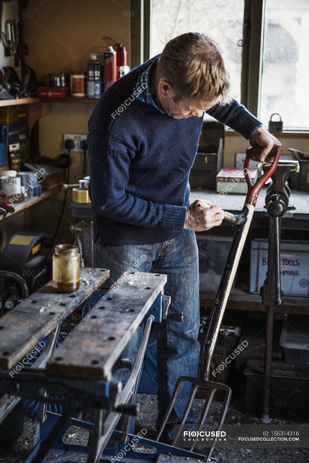 Man standing in workshop — working life, handcrafted - Stock Photo ...