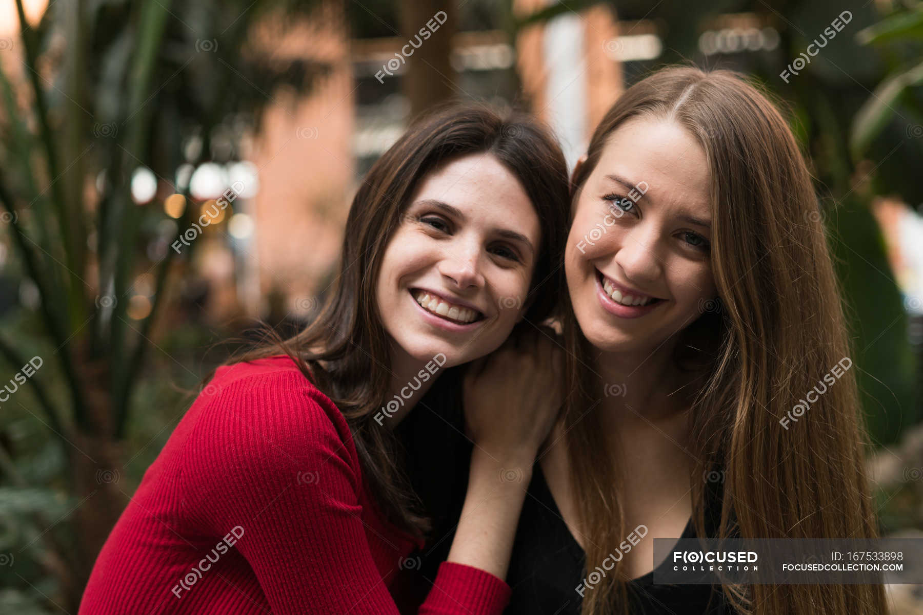 Portrait of two cheerful women — together, caucasian - Stock Photo ...