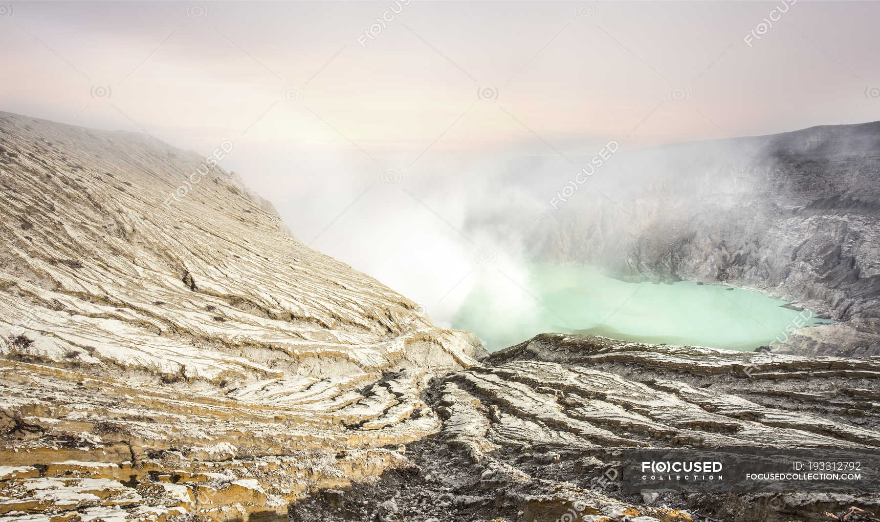 Indonesia, Java, majestic view of crater of volcano Ijen — background ...